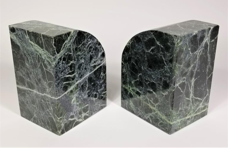 Italian Vintage Green Marble Bookends For Sale at 1stDibs