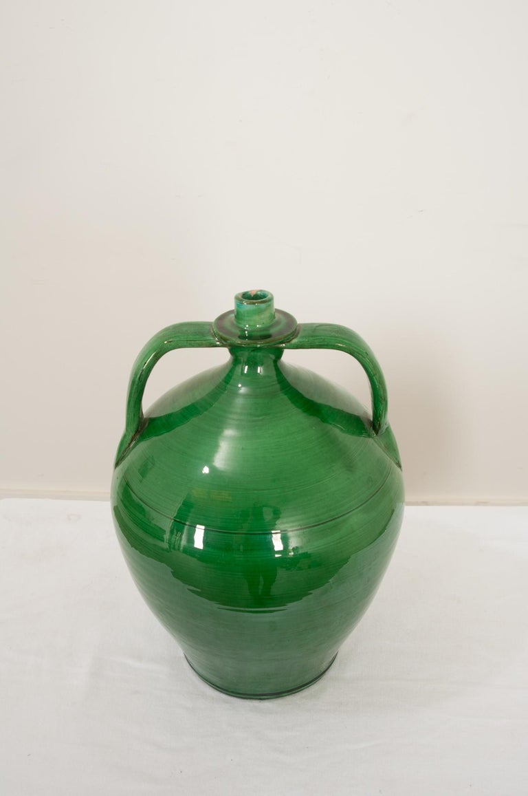 Italian Vintage Green Pottery Jug For Sale at 1stDibs