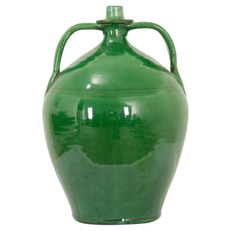 Italian Vintage Green Pottery Jug For Sale at 1stDibs