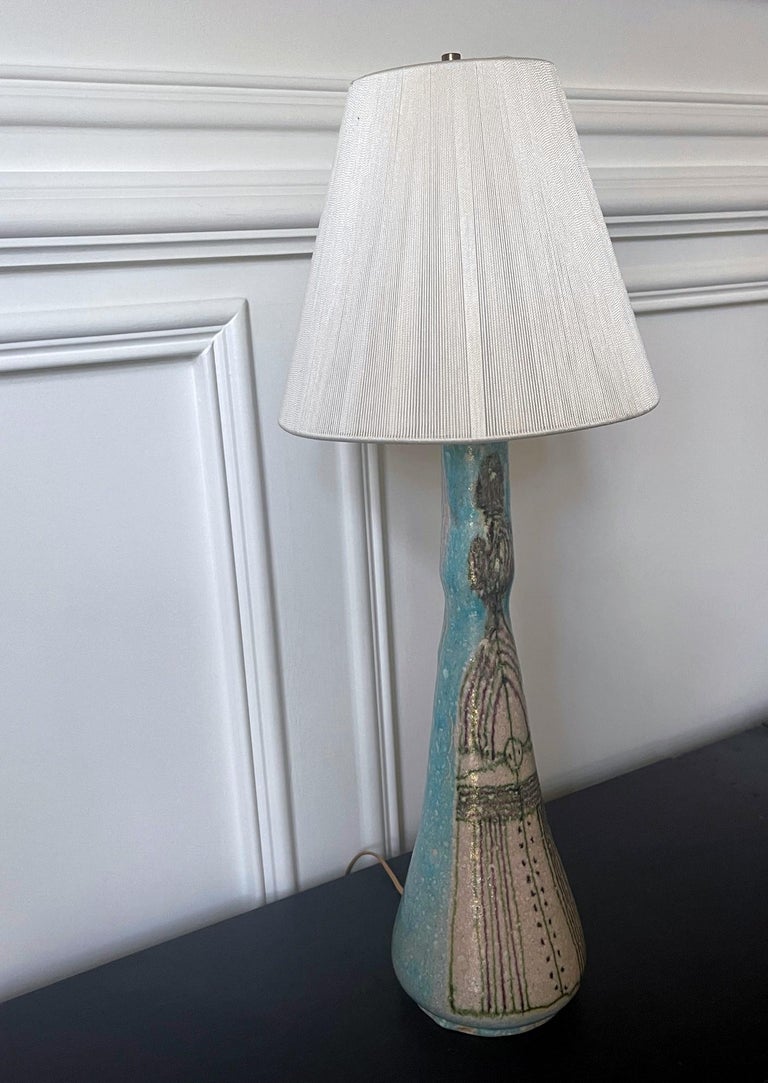 Italian Vintage Guido Gambone Ceramic Table Lamp For Sale at 1stDibs