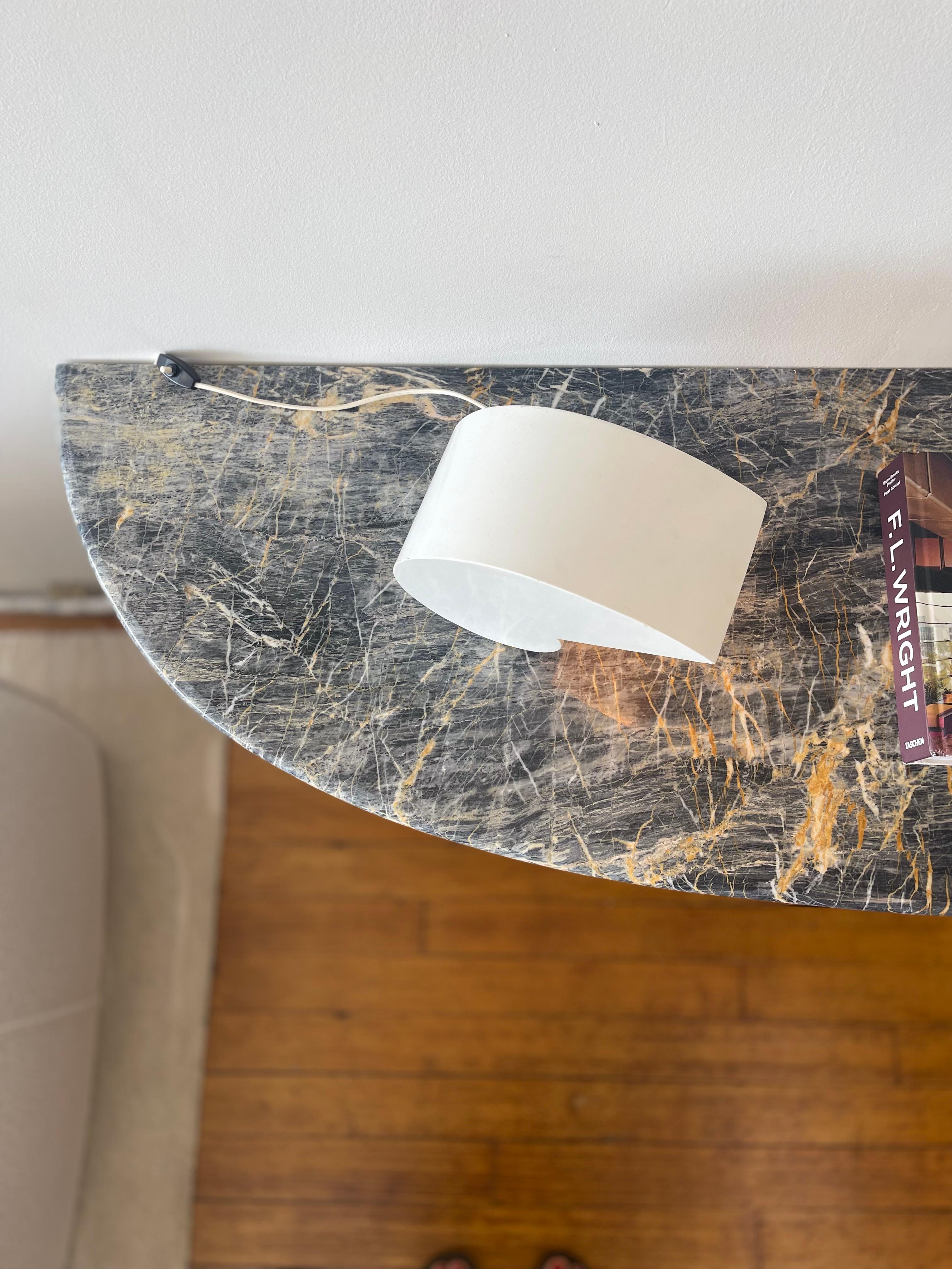 Italian Vintage Marble and Travertine Console Table Half Moon Shaped ...