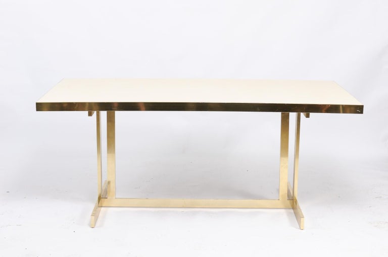 Italian Vintage Mid-Century Modern Formica Dining Table with Brass ...
