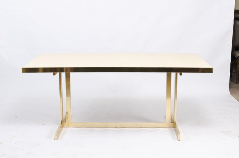 Italian Vintage Mid-Century Modern Formica Dining Table with Brass ...