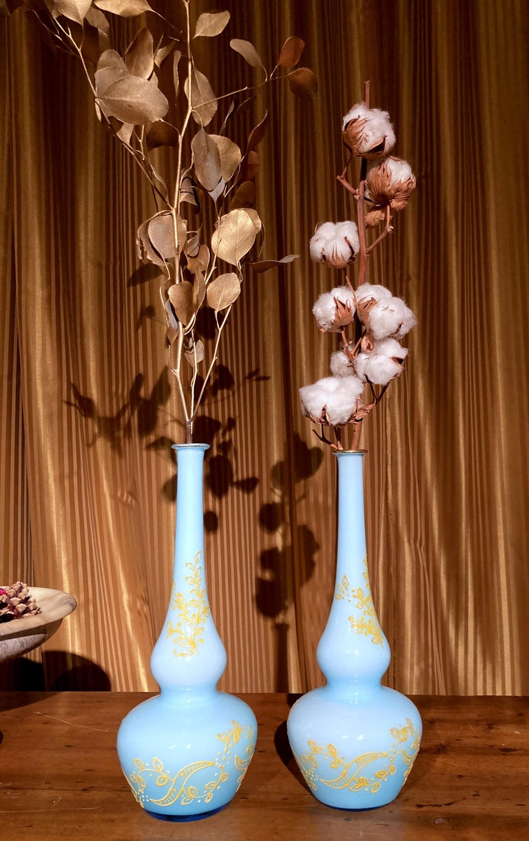 Italian Vintage Mid-Century Turquoise Opaline Murano Glass Soliflower ...