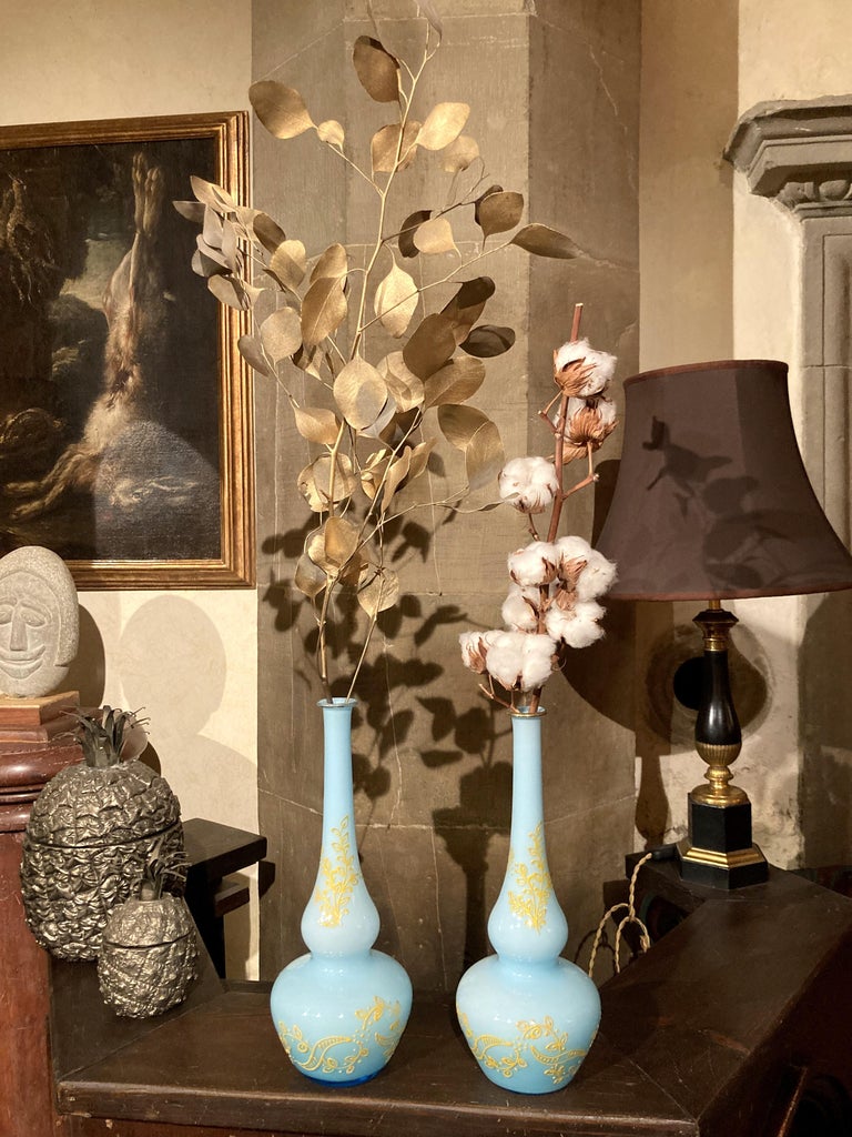 Italian Vintage Mid-Century Turquoise Opaline Murano Glass Soliflower ...