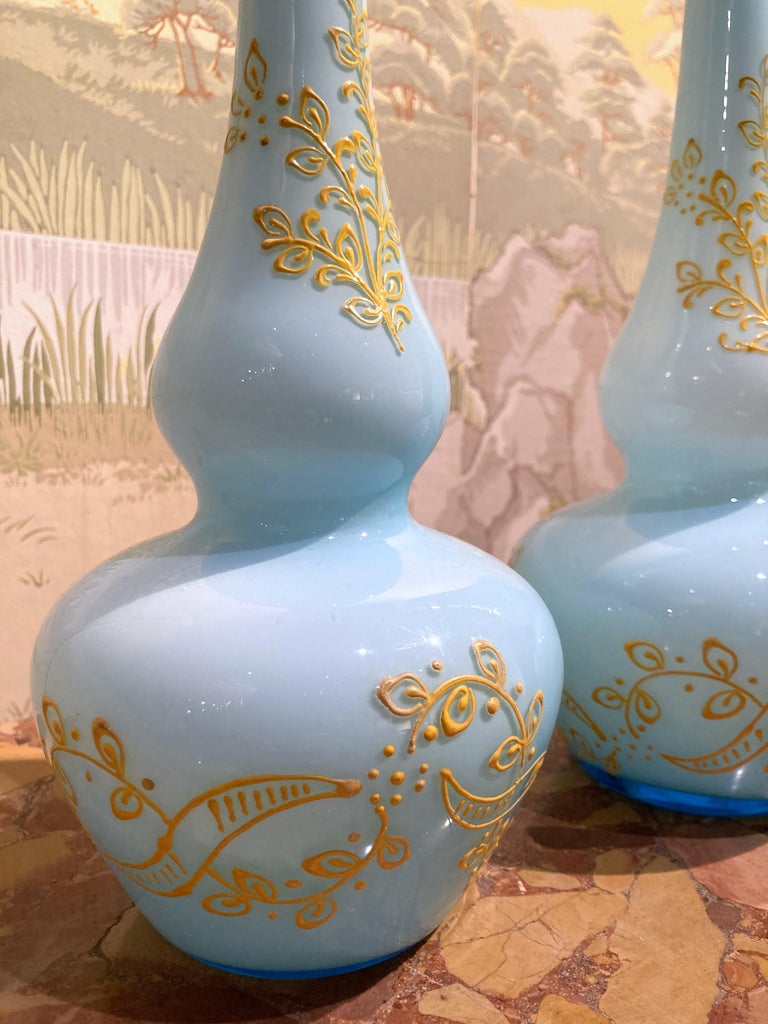 Italian Vintage Mid-Century Turquoise Opaline Murano Glass Soliflower ...