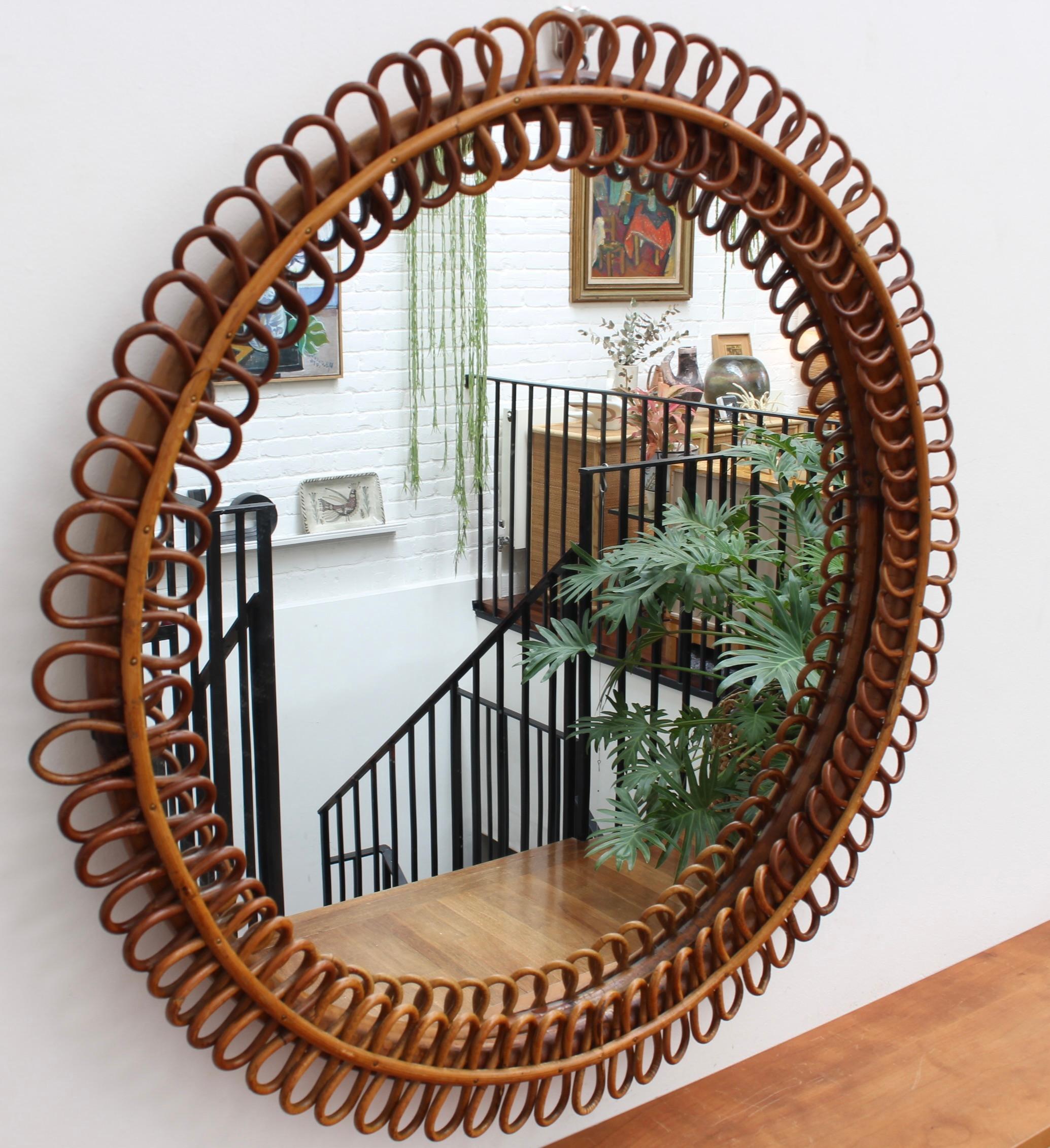 Italian Vintage Rattan Wall Mirror 'circa 1960s' at 1stDibs