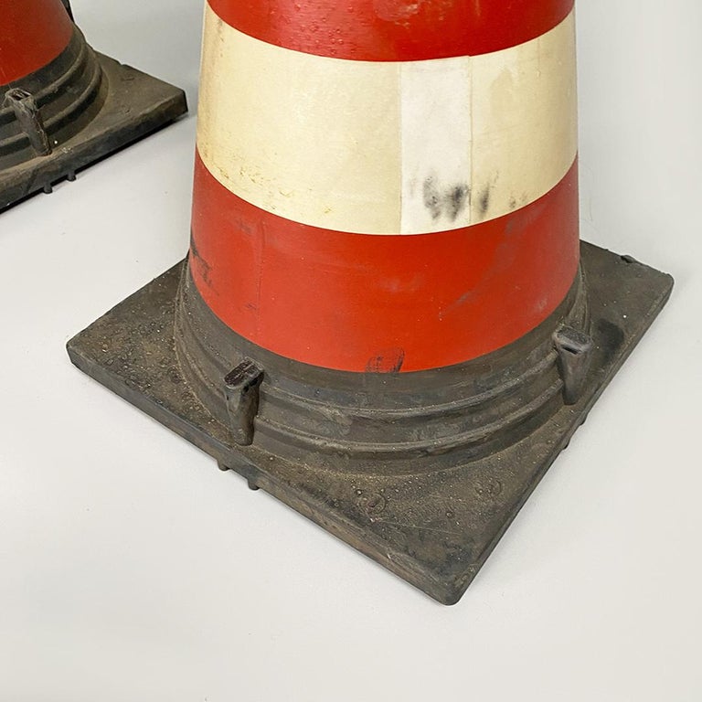 Italian vintage red and white road cones, 1960s For Sale at 1stDibs