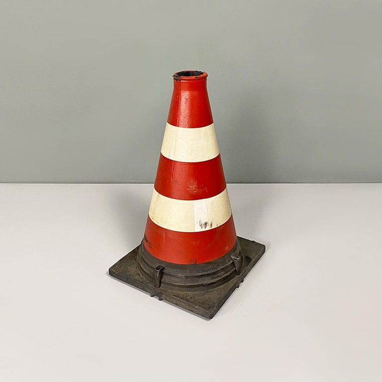 Italian vintage red and white road cones, 1960s For Sale at 1stDibs