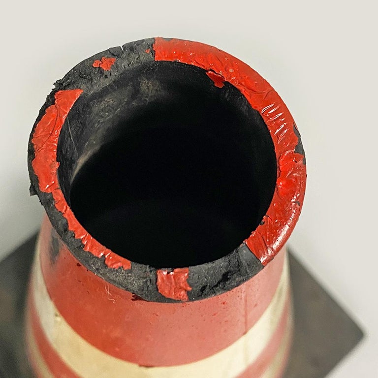 Italian vintage red and white road cones, 1960s For Sale at 1stDibs