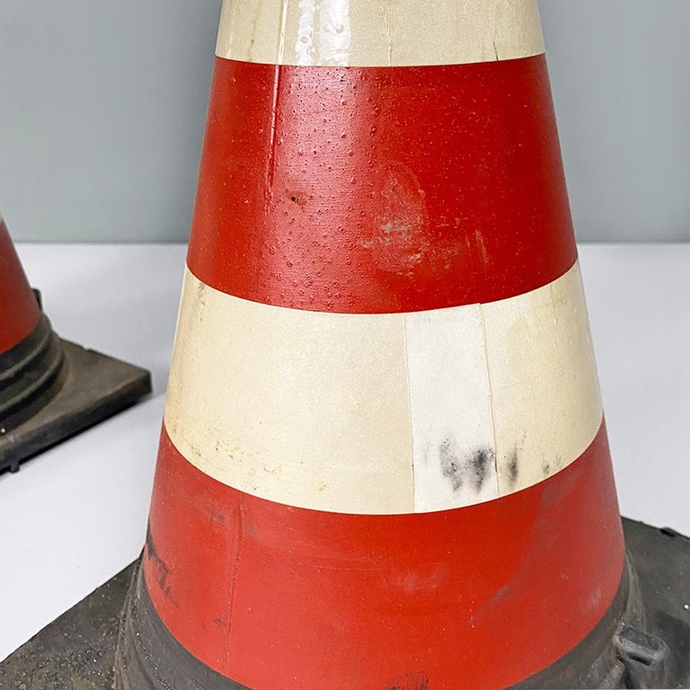 Italian vintage red and white road cones, 1960s For Sale at 1stDibs