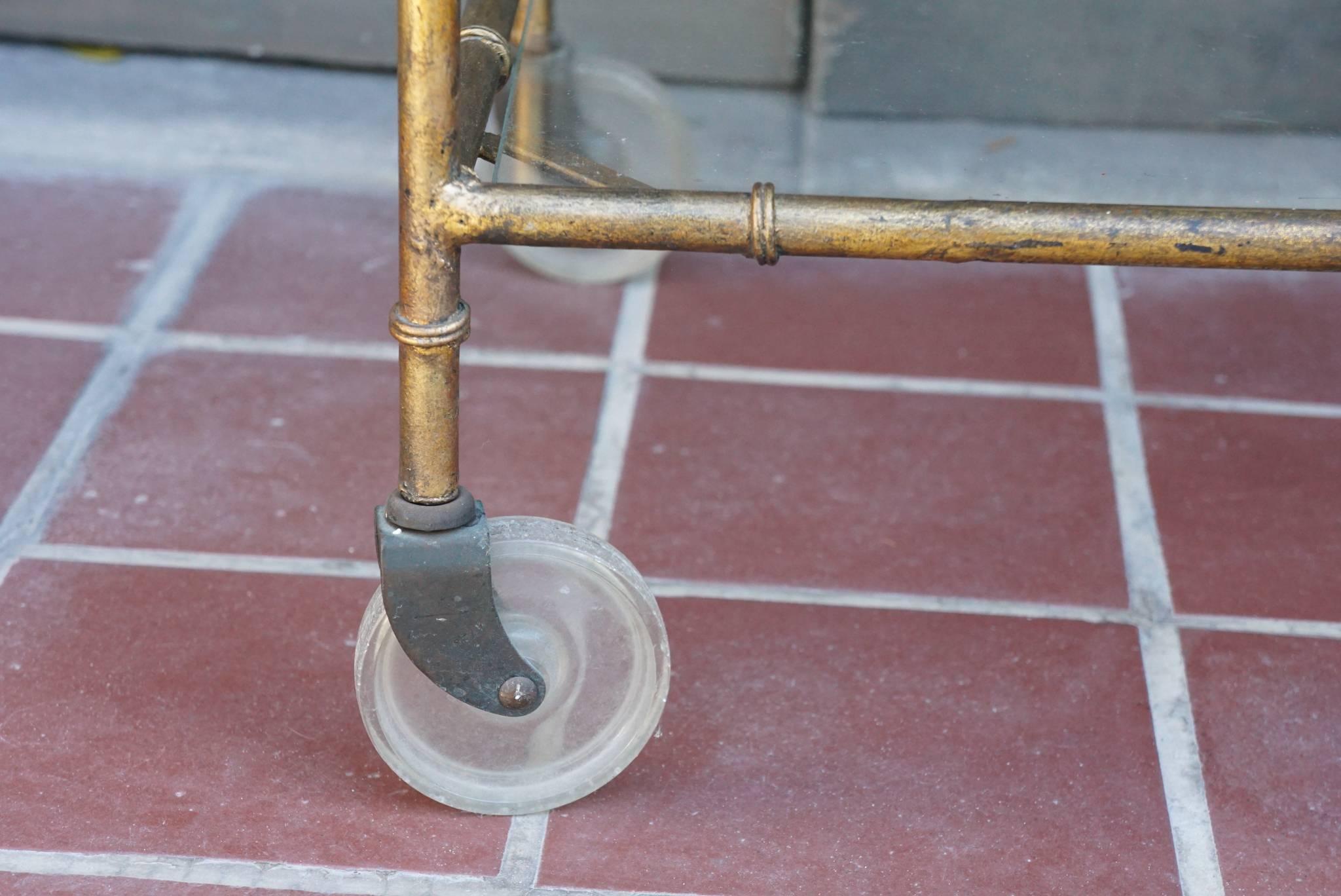 Italian Vintage Small Gilded Iron Bar Cart at 1stDibs
