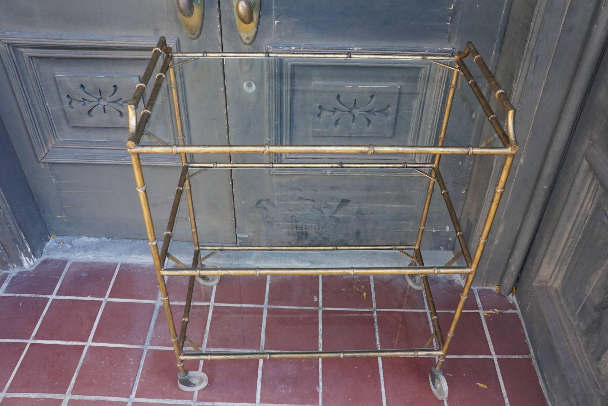 Italian Vintage Small Gilded Iron Bar Cart at 1stDibs