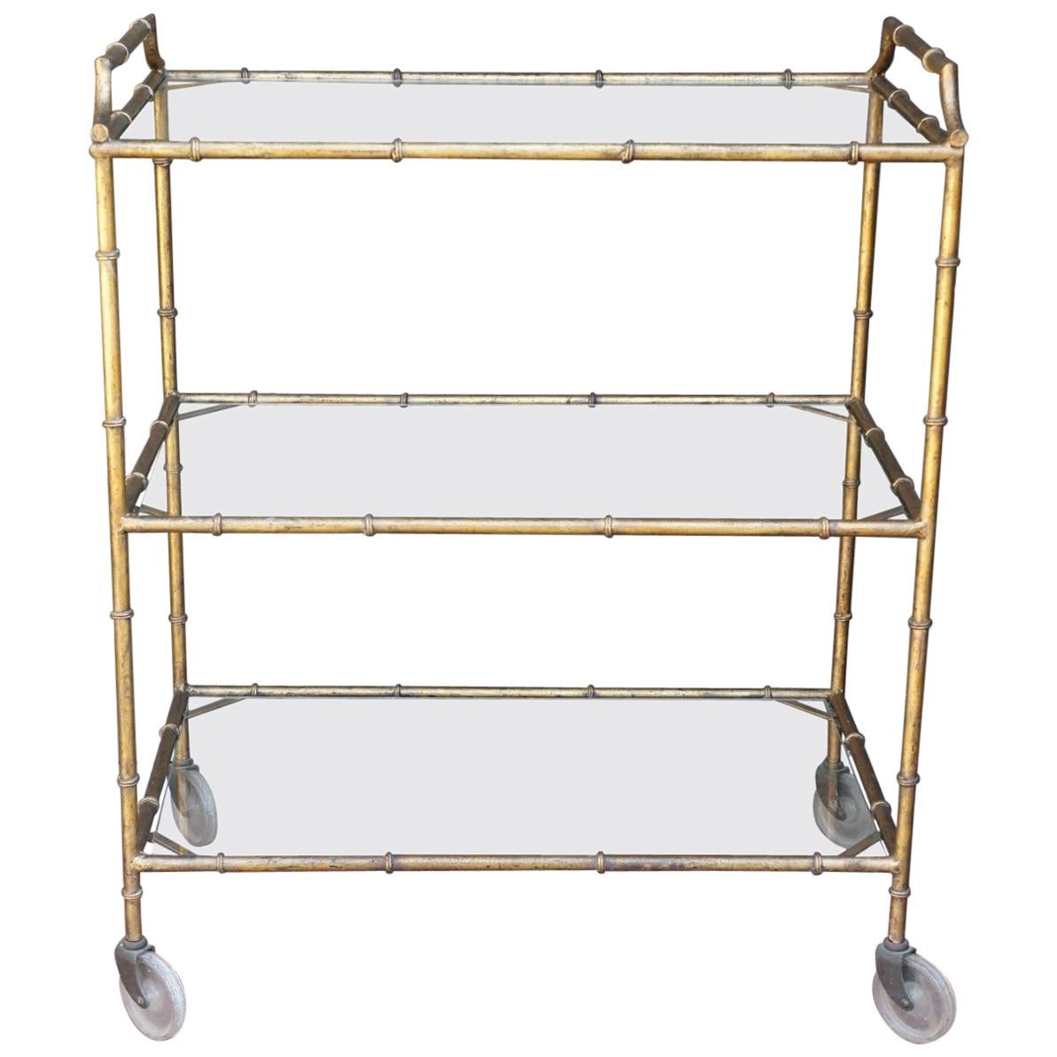 Italian Vintage Small Gilded Iron Bar Cart at 1stDibs