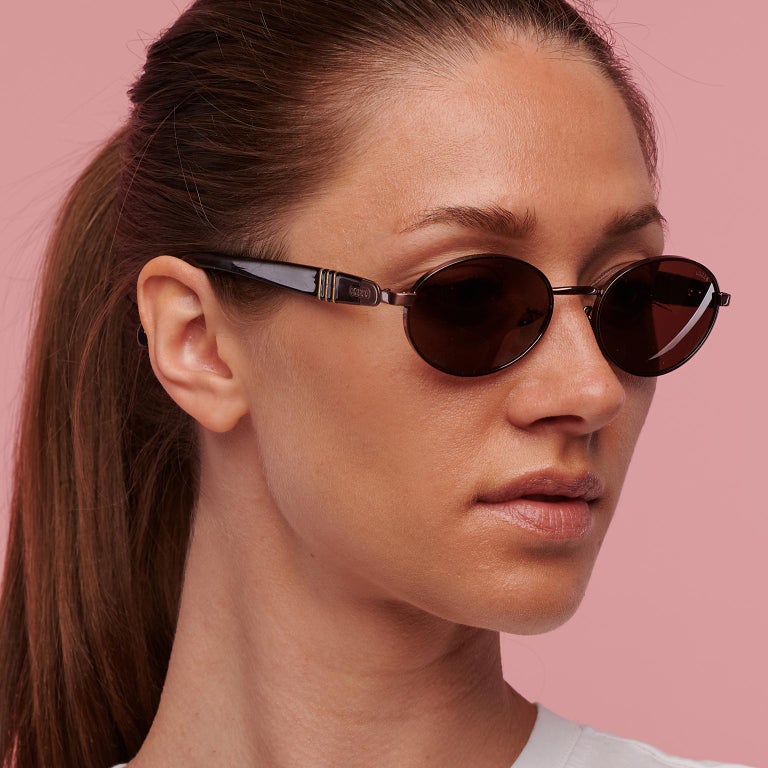 Italian vintage sunglasses by Lozza, 80s designer oval sunglasses ...