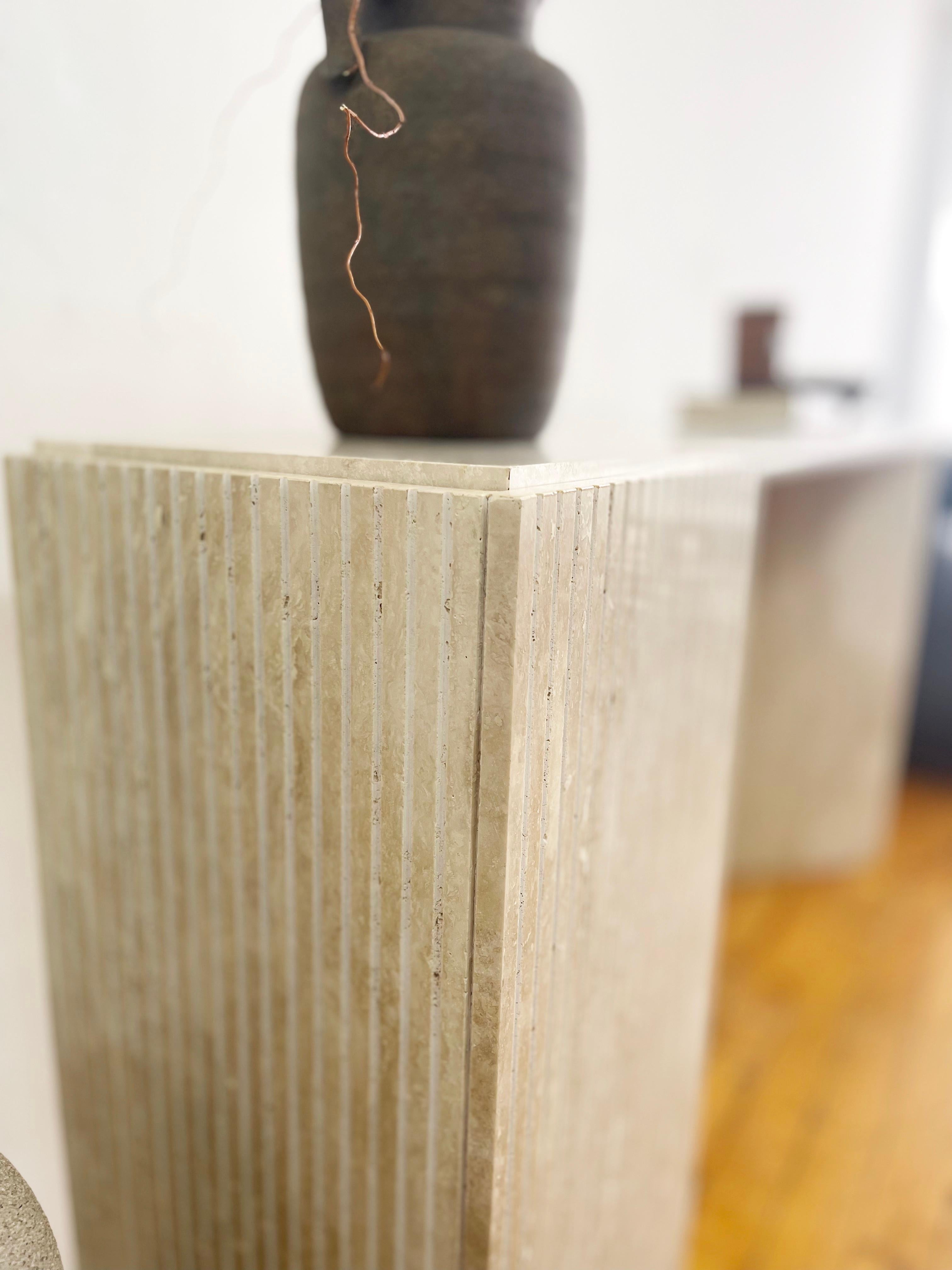 Italian Vintage Travertine Console Table For Sale at 1stDibs