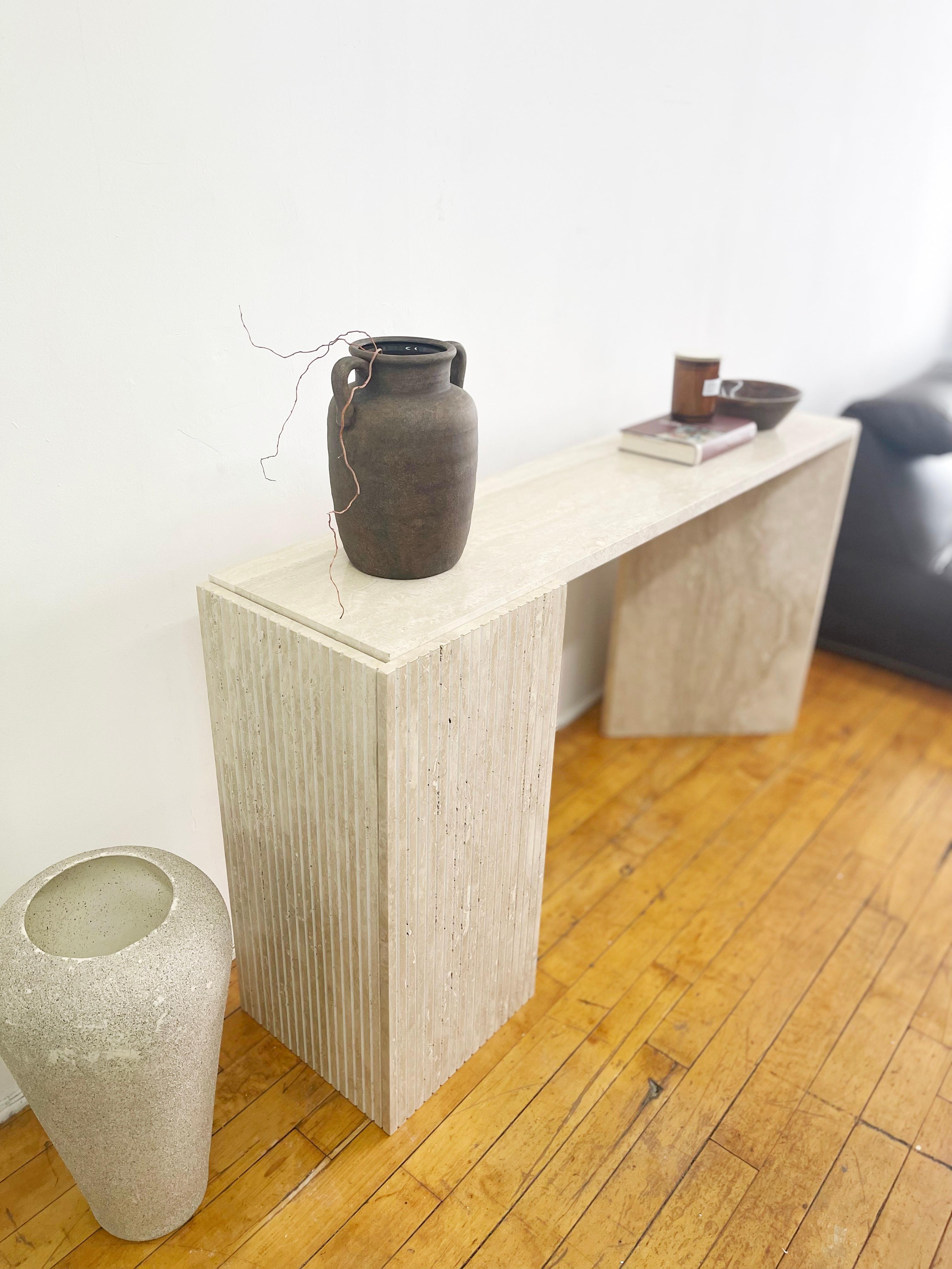 Italian Vintage Travertine Console Table For Sale at 1stDibs