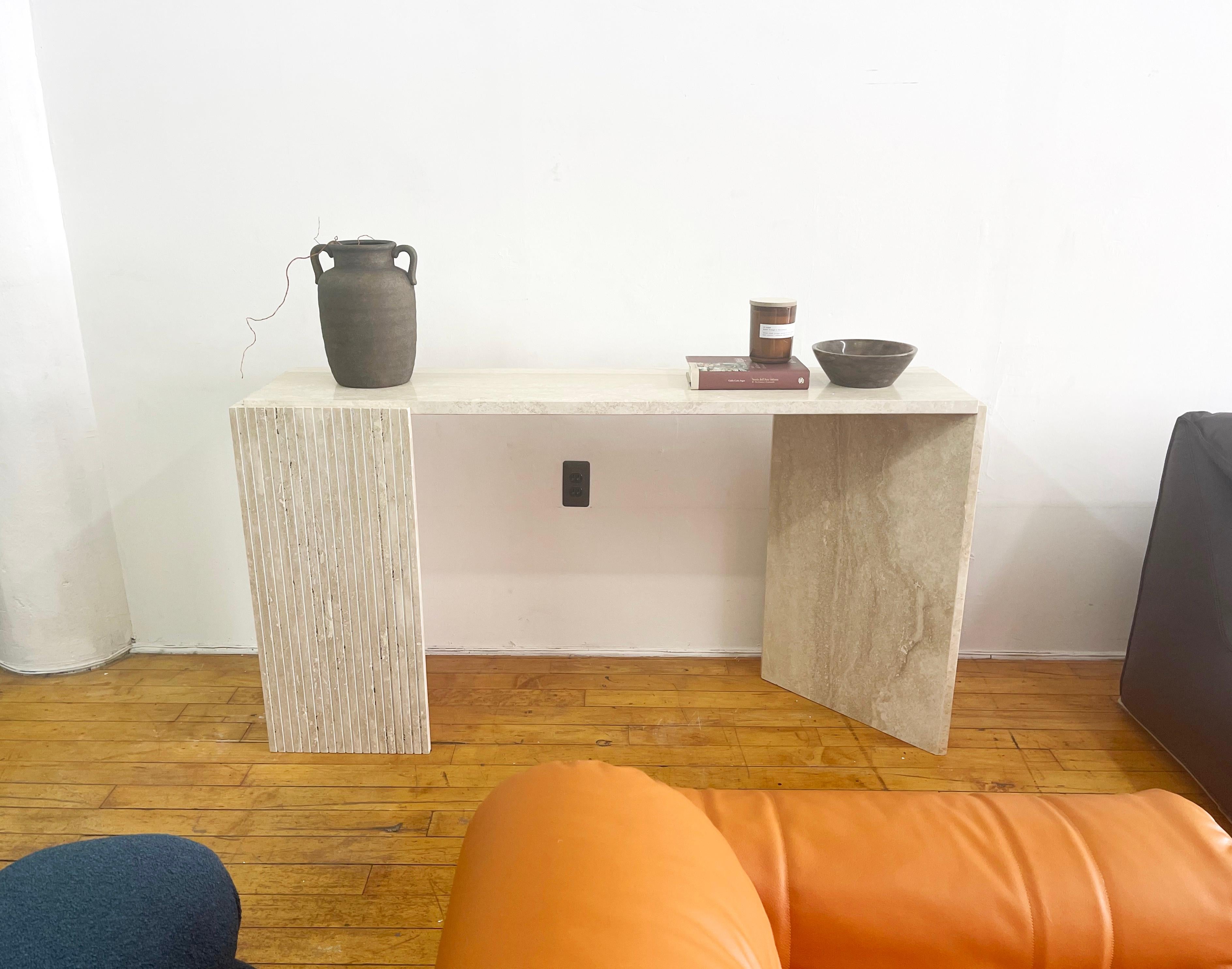 Italian Vintage Travertine Console Table For Sale at 1stDibs