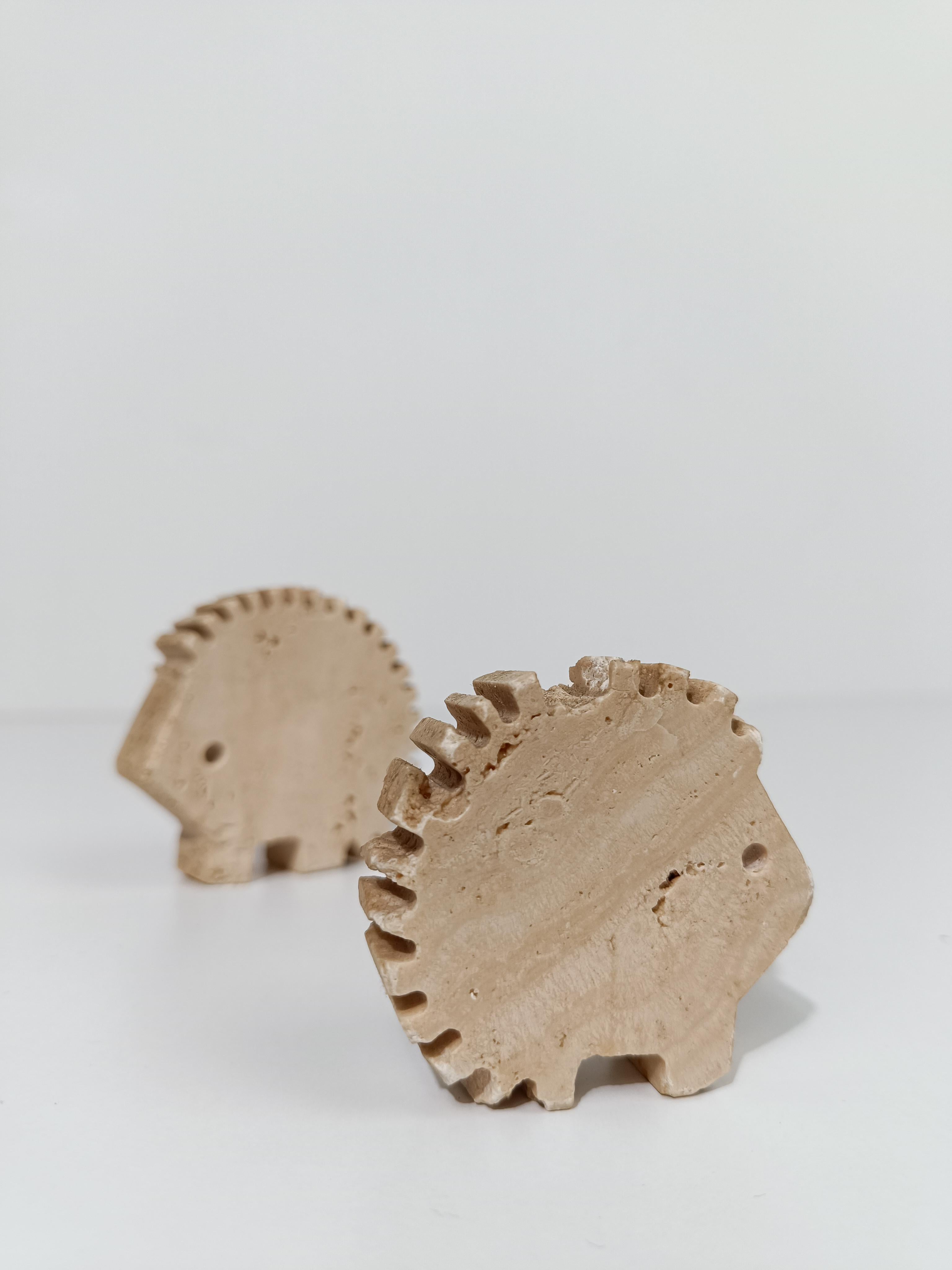 Italian Vintage Travertine Hedgehog Family Miniatures in the style of ...