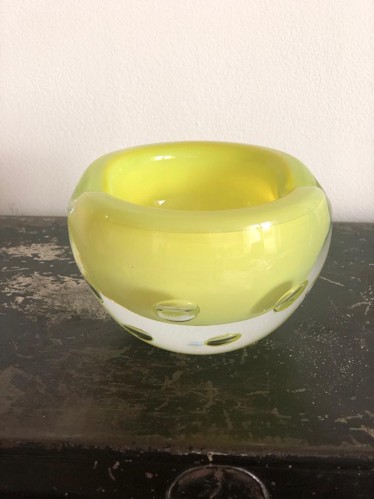 Italian Vintage Yellow Glass Ashtray at 1stDibs
