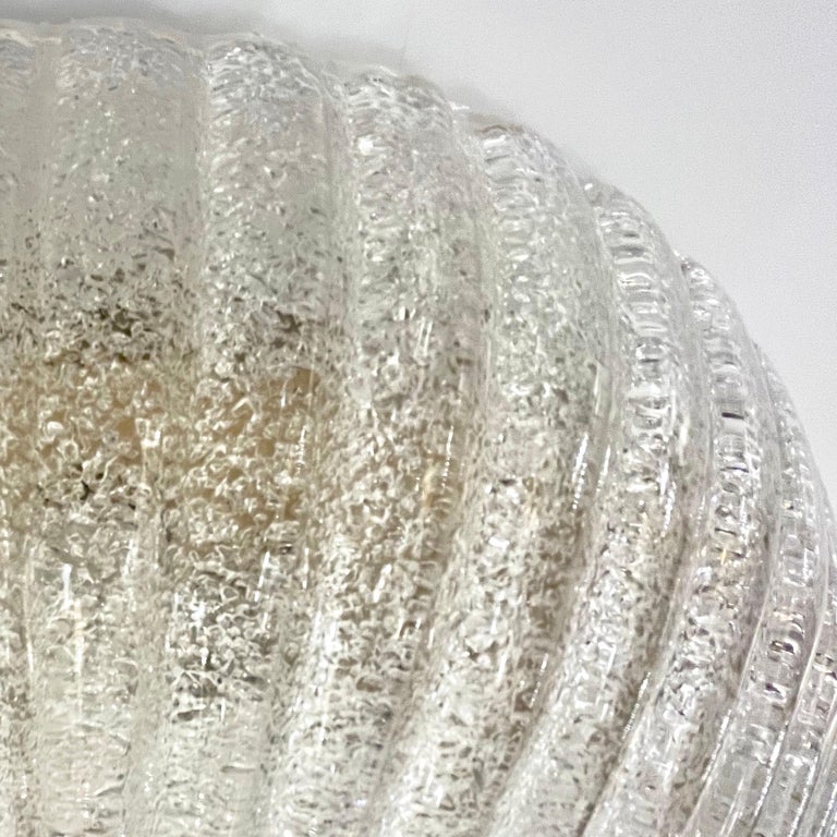 Italian Vistosi Reeded Frosted Crystal Clear Murano Glass Flushmount ...
