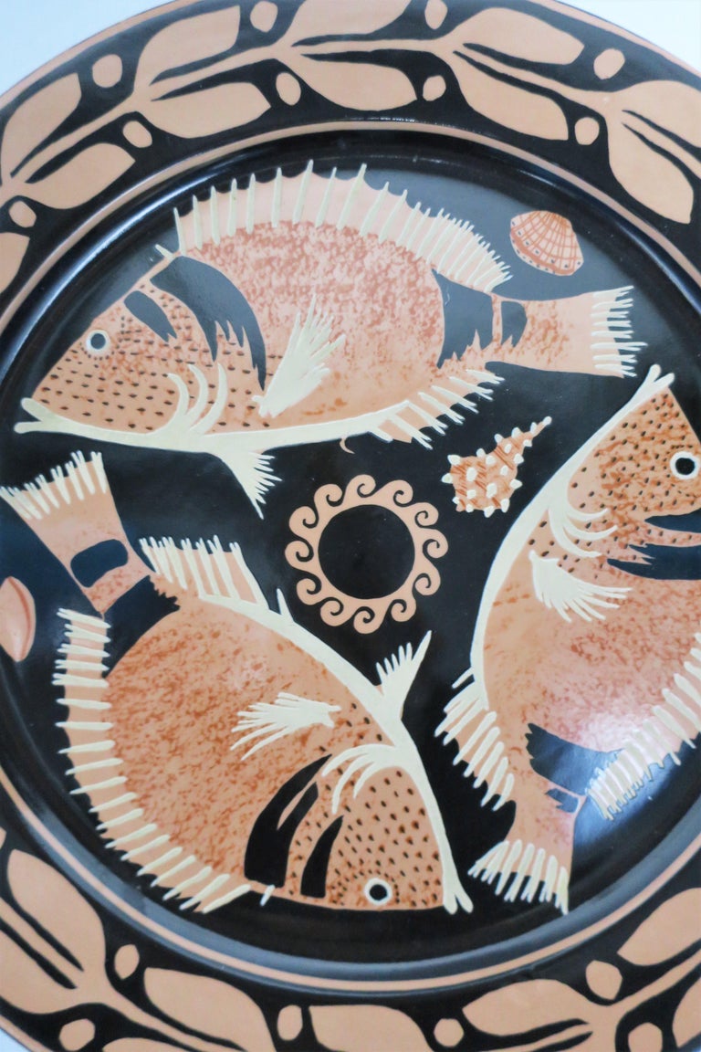 Italian Wall Art Plate with Fish, Coral and Seashell Design, circa ...