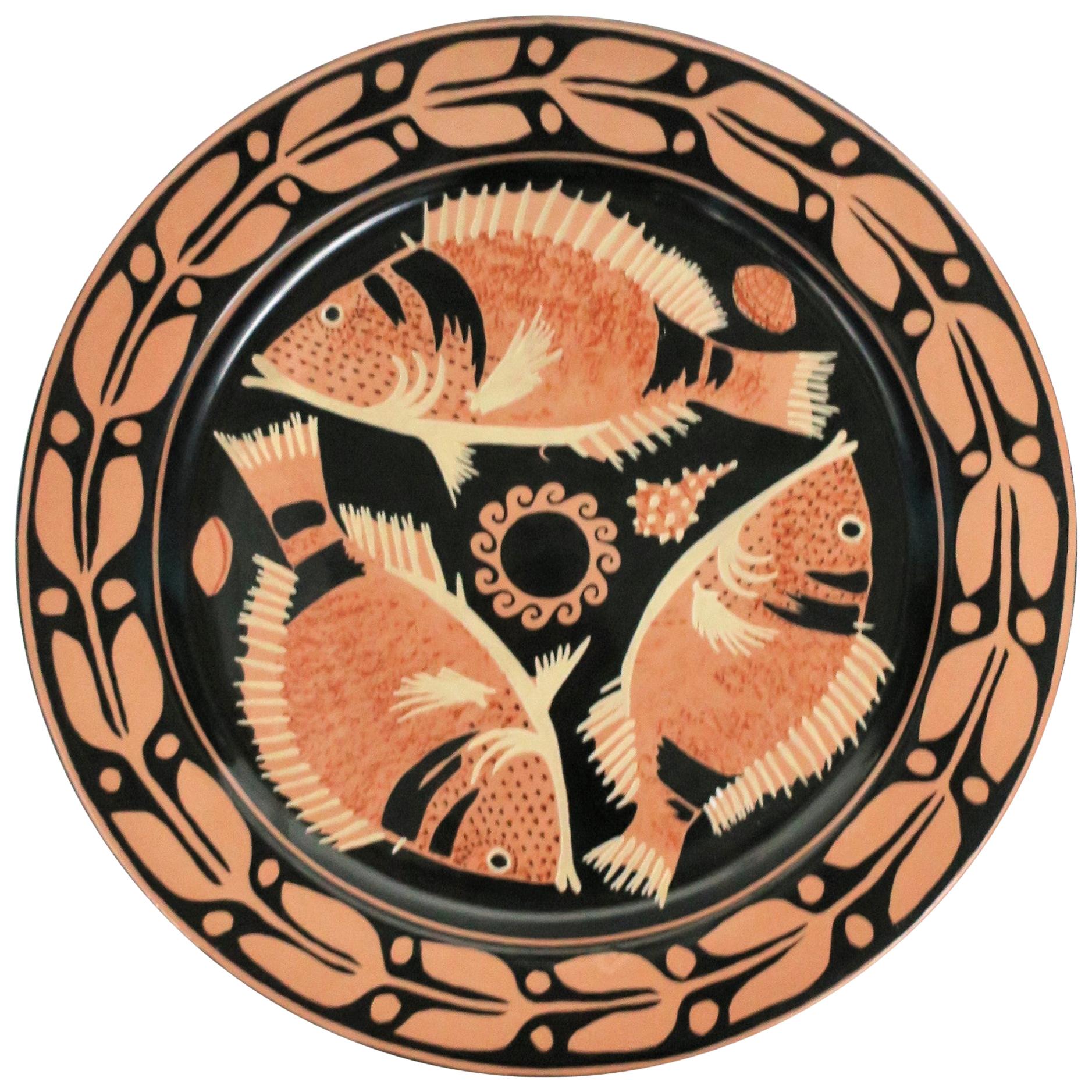 Italian Wall Art Plate with Fish, Coral and Seashell Design, circa ...