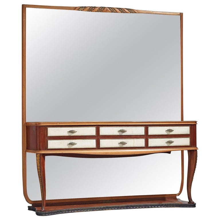 Italian Wall Console with Large Mirror For Sale at 1stDibs