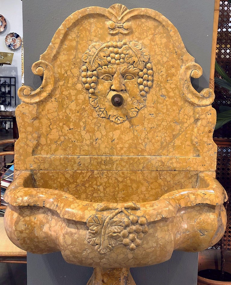 Wall Fountain of Carved Siena Marble with Bacchus or Dionysus Relief ...