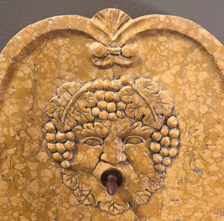 Wall Fountain of Carved Siena Marble with Bacchus or Dionysus Relief ...