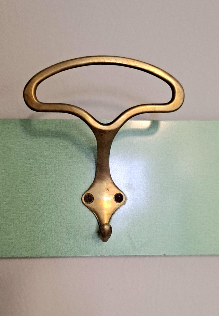 Italian, Wall Hanger Brass Hooks on Formica For Sale at 1stDibs