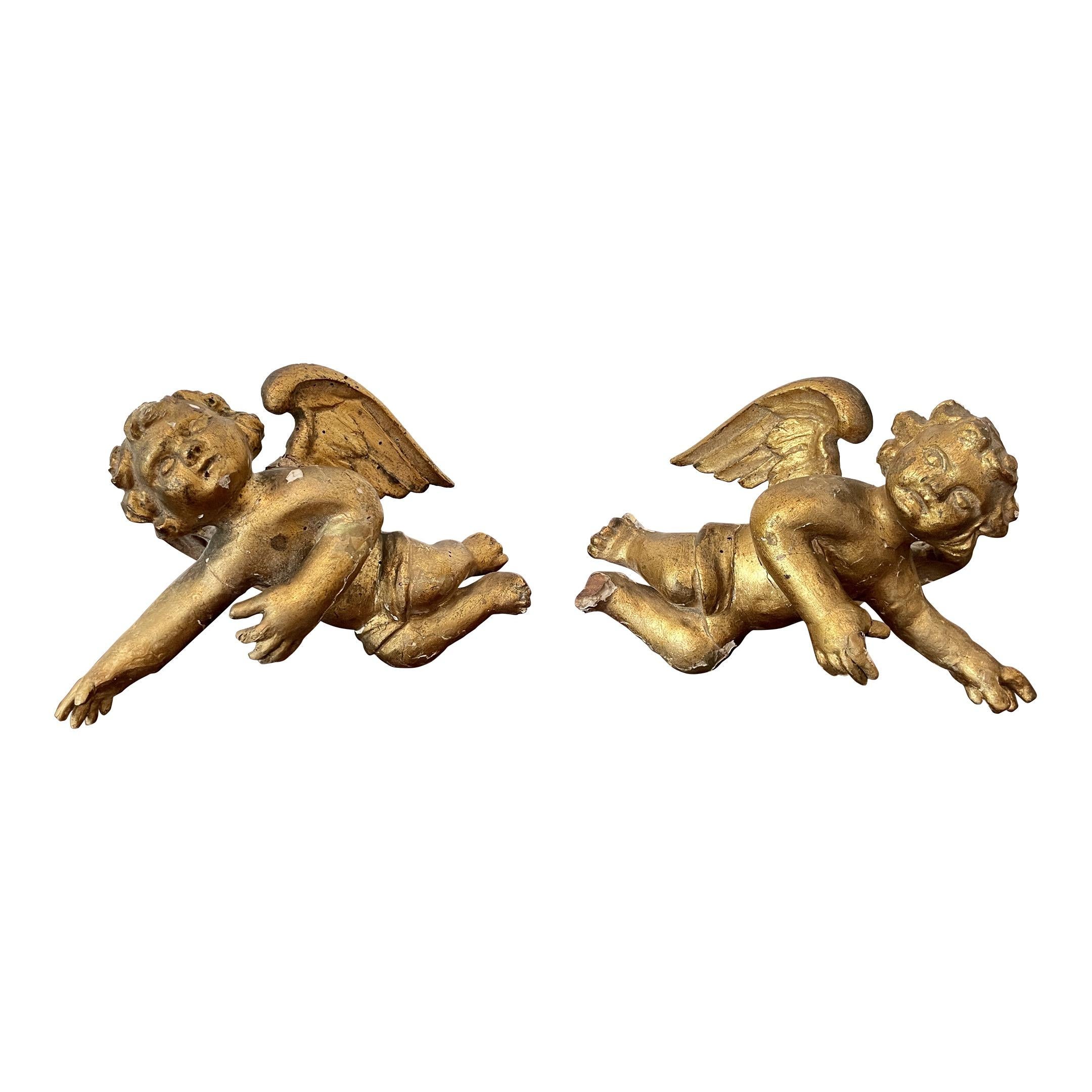 Italian Wall Hanging Cherubs, a Pair For Sale at 1stDibs