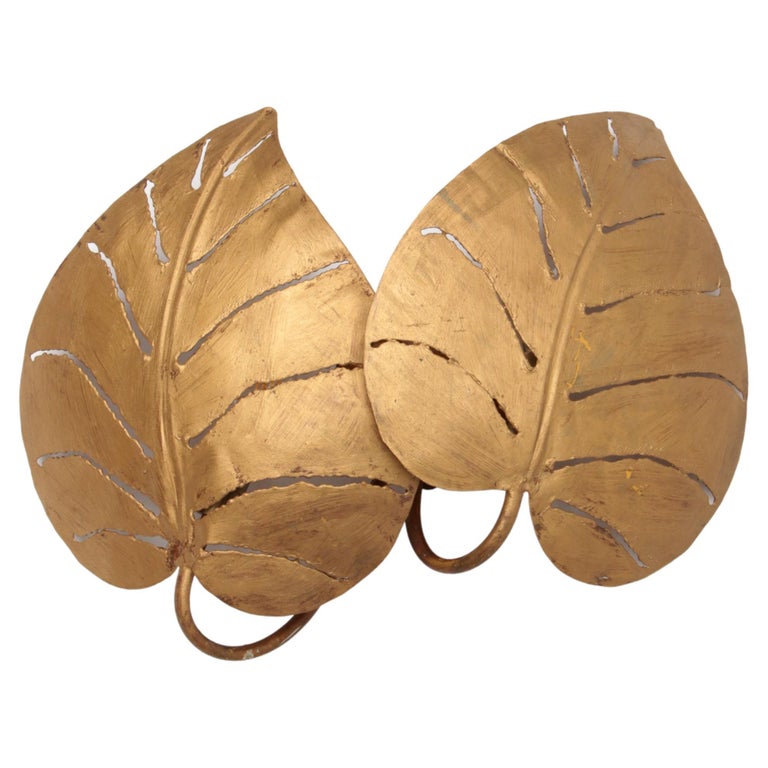 Italian Wall Lamp with Tropical Leaves, 1970 For Sale at 1stDibs