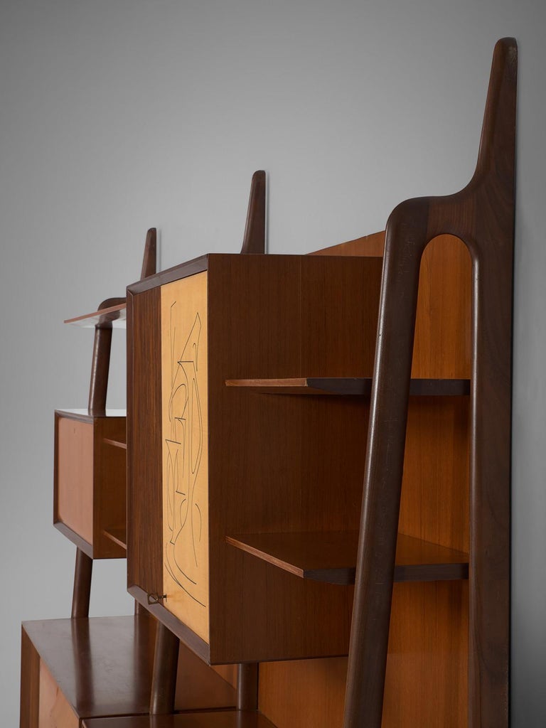 Italian Wall Unit in Walnut and Maple For Sale at 1stDibs | maple wall ...