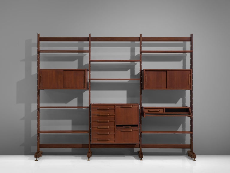 Italian Wall Unit with Cabinets in Teak at 1stDibs