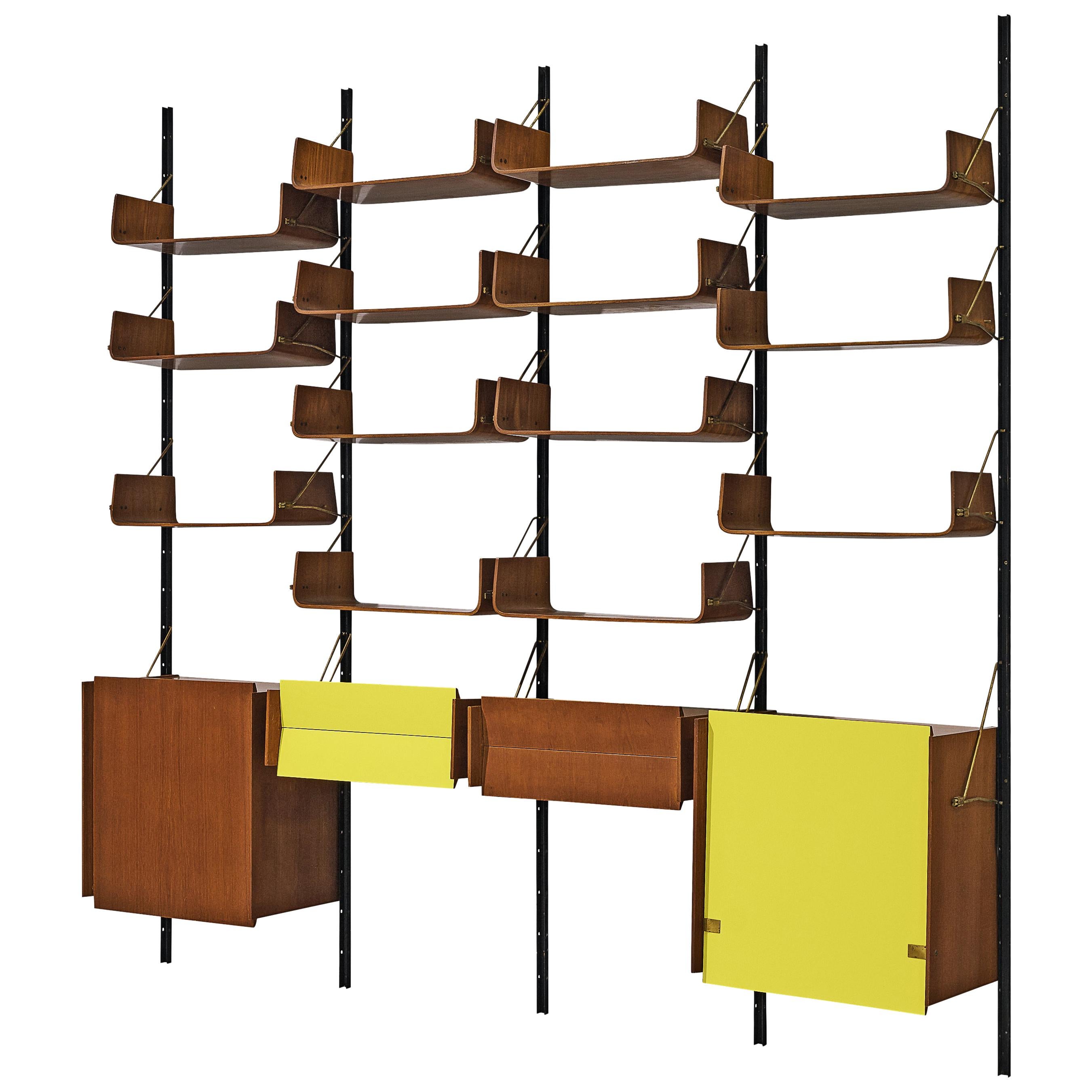 Italian Wall Unit with Cabinets in Walnut at 1stDibs