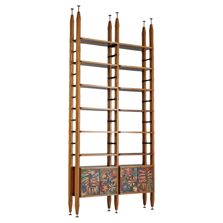 Italian Wall Unit with Mosaic Doors at 1stDibs