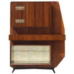 Italian Wall Unit with Rosewood and Ceramic For Sale at 1stDibs