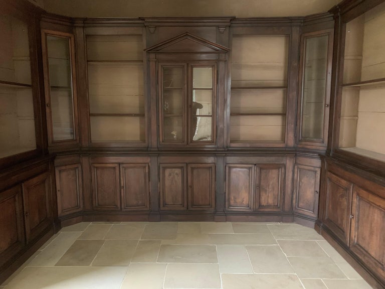 Italian Walnut 18th Century Library Bookcase Panneling For Sale at 1stDibs