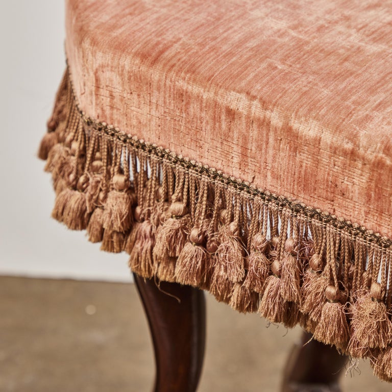 Italian Walnut Benches with Silk Velvet Fabric For Sale at 1stDibs