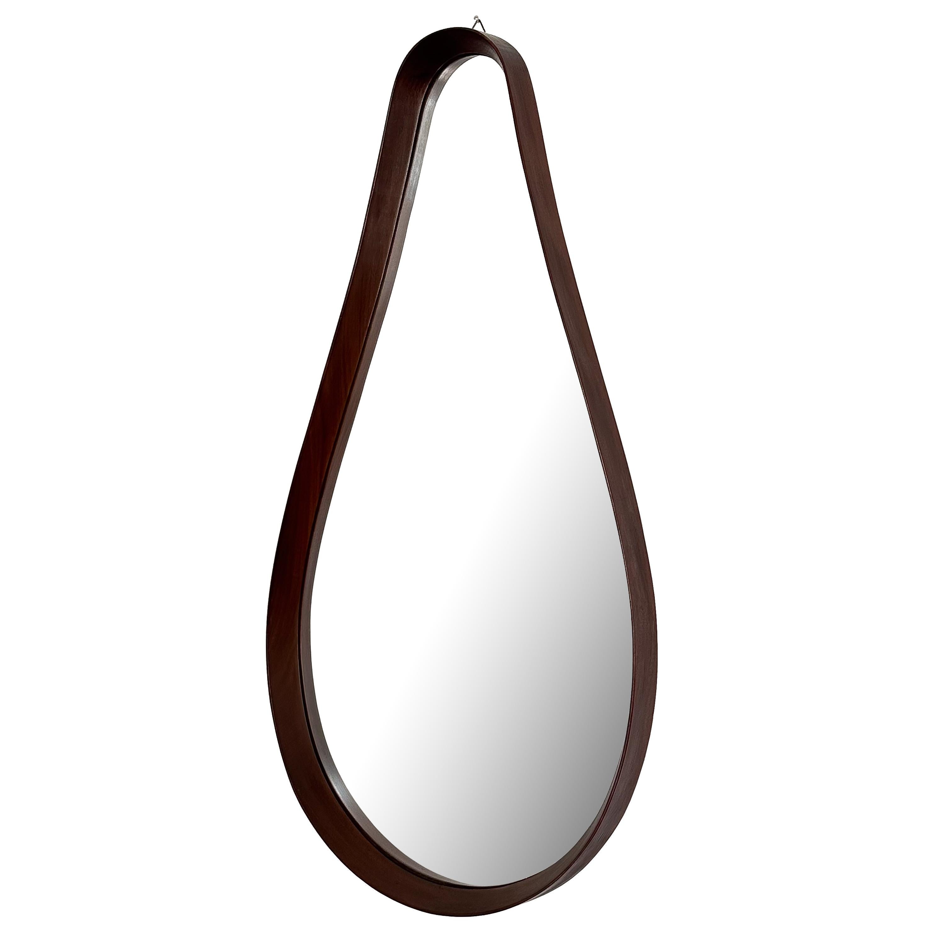 Italian Walnut Framed Teardrop Wall Mirror at 1stDibs