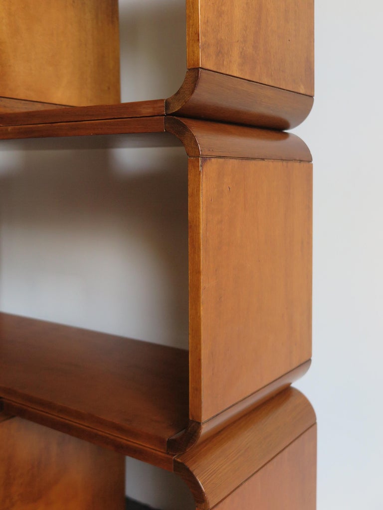 Italian Walnut Mid-Century Bookcase Modular Modules, 1950s at 1stDibs