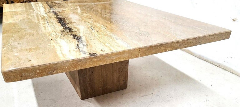 Italian Walnut Travertine Marble Coffee Cocktail Table by Stone ...