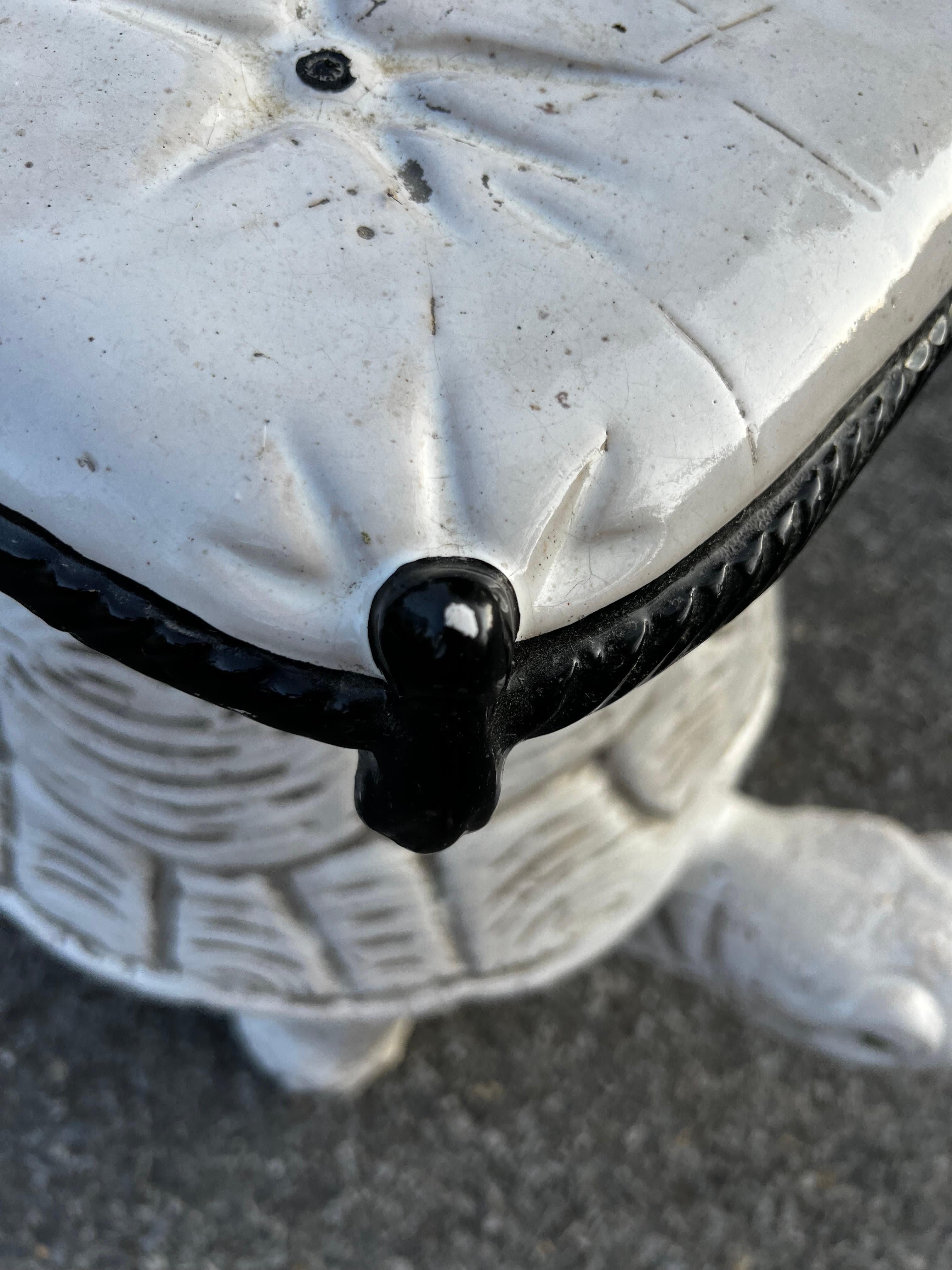 Italian White and Black Ceramic Tortoise Garden Stool For Sale at 1stDibs