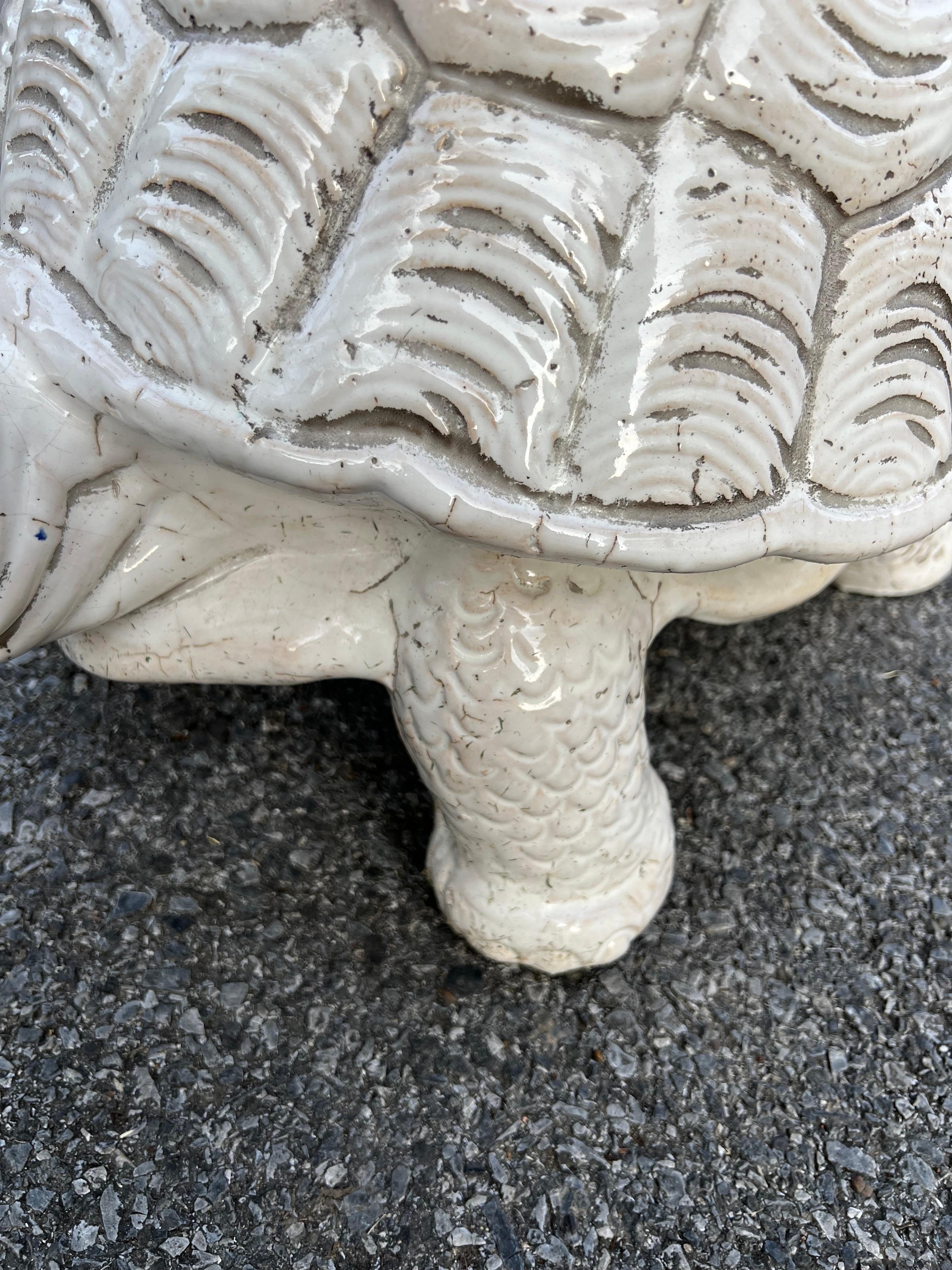 Italian White and Black Ceramic Tortoise Garden Stool For Sale at 1stDibs