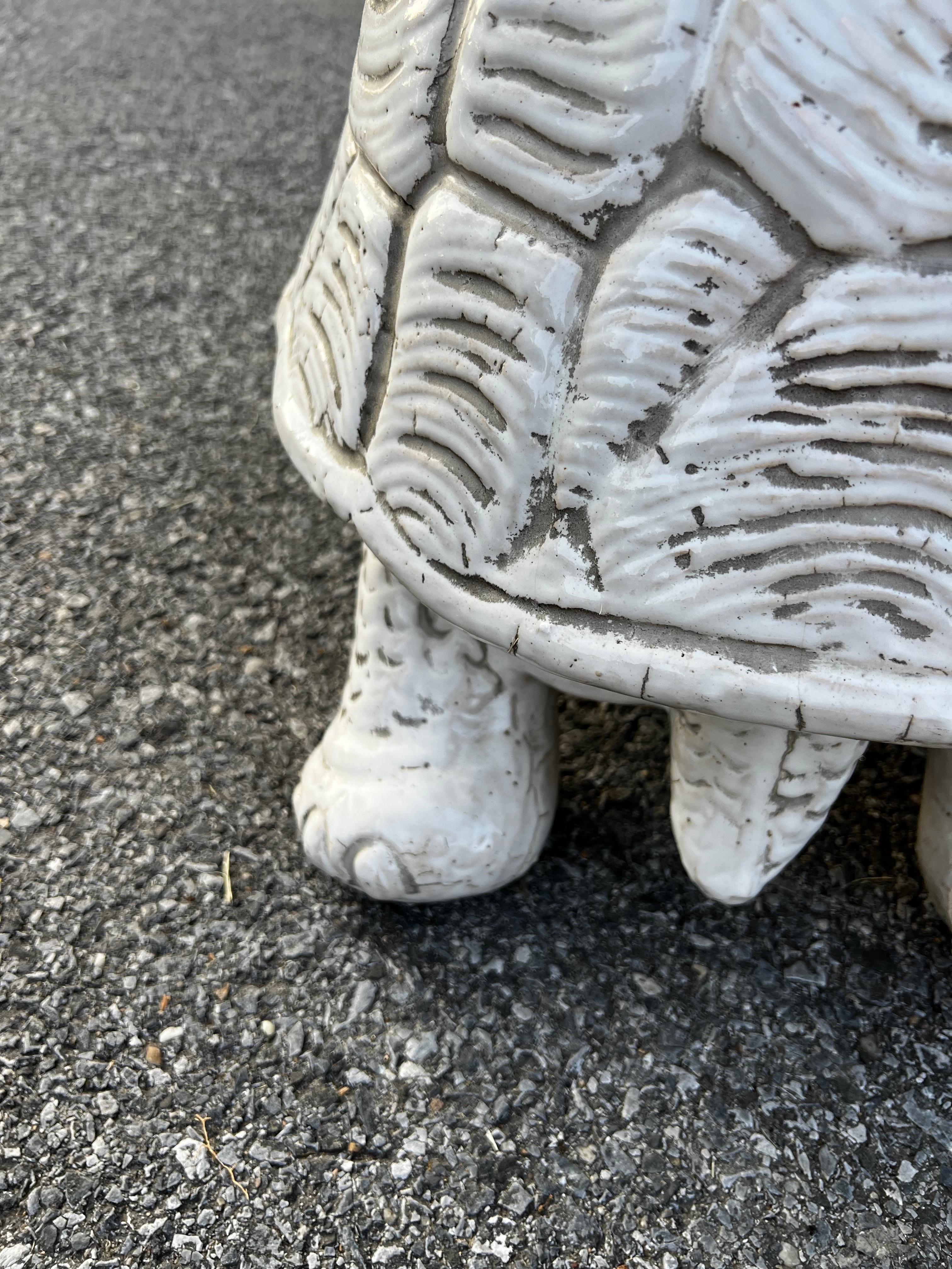 Italian White and Black Ceramic Tortoise Garden Stool For Sale at 1stDibs