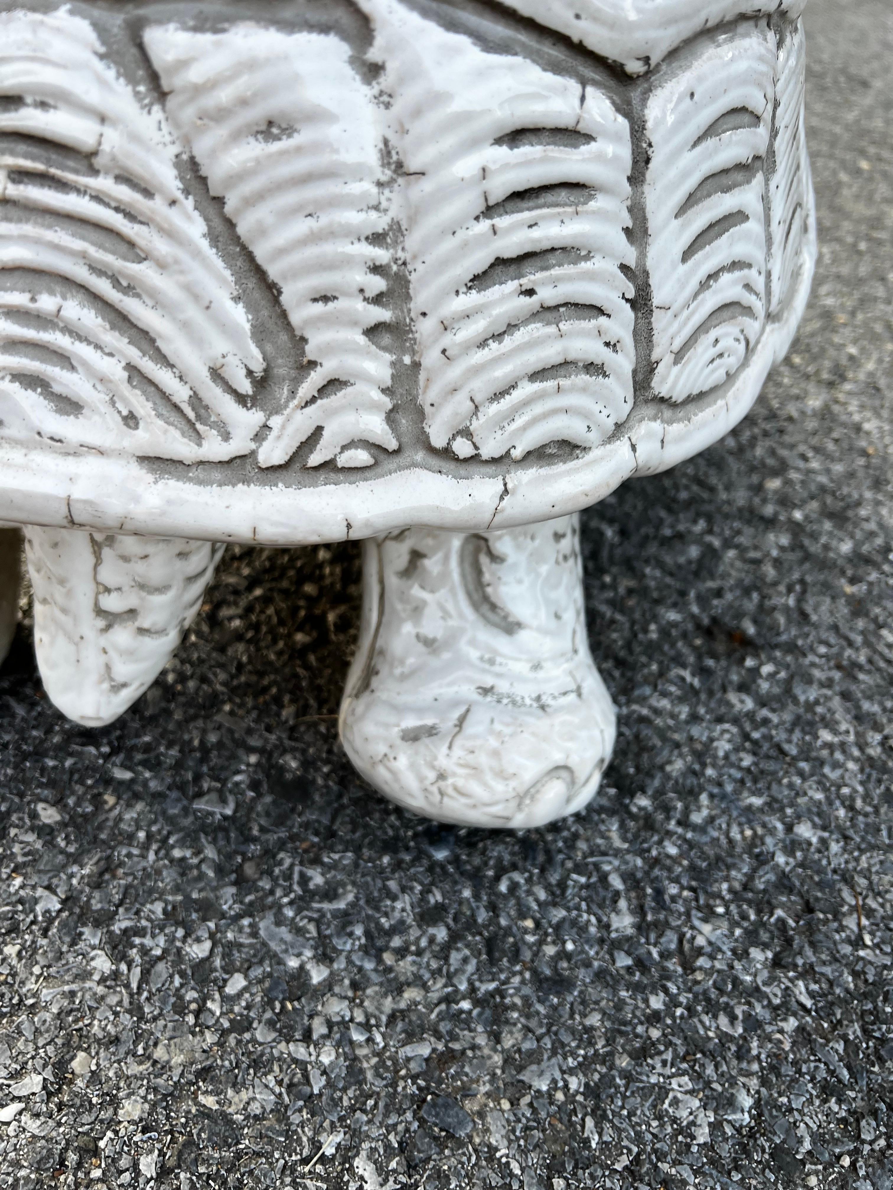 Italian White and Black Ceramic Tortoise Garden Stool For Sale at 1stDibs