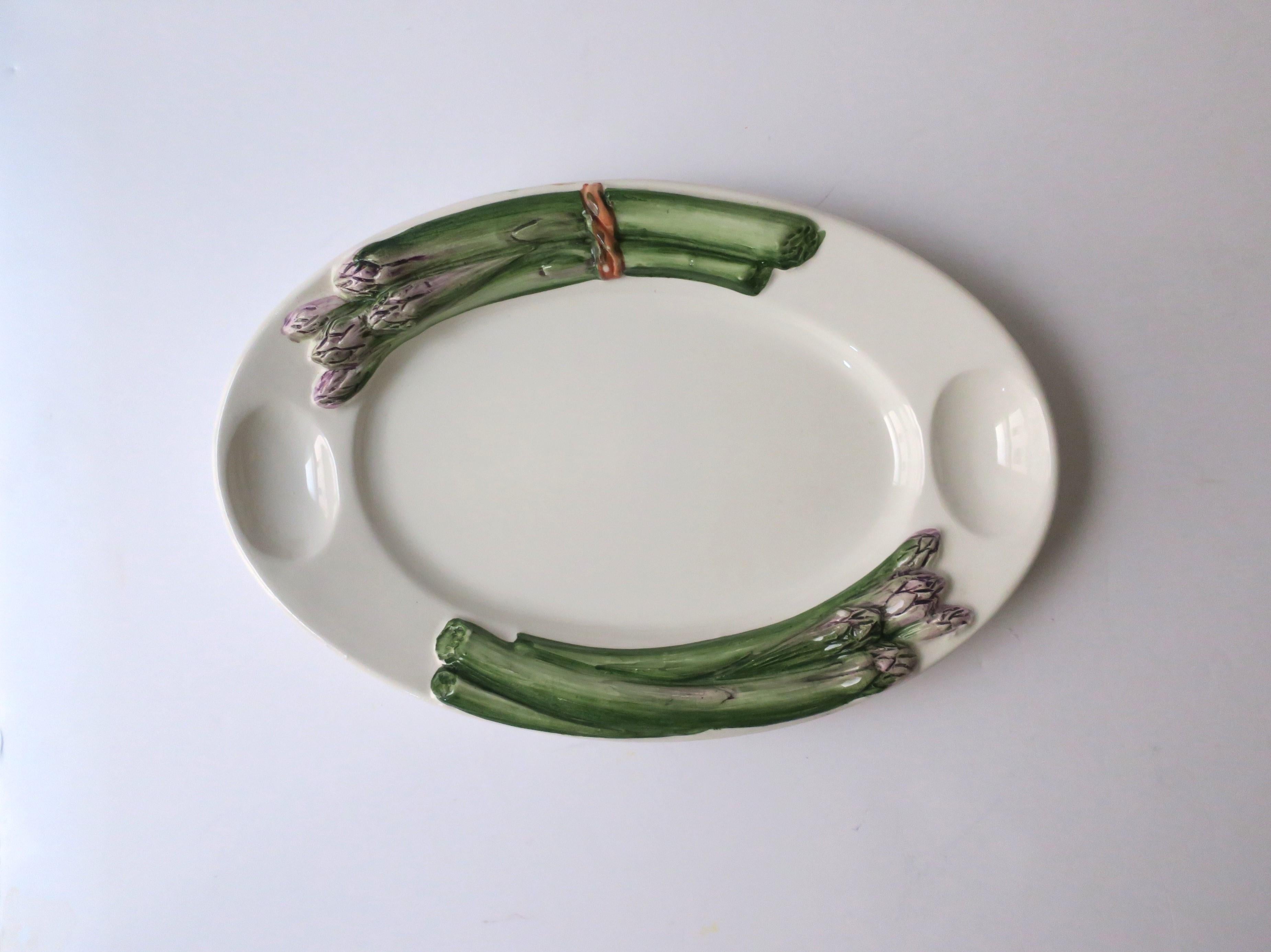 Italian White and Green Asparagus Serving Dish with Egg Holder For Sale ...
