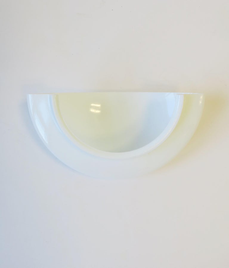 Italian Art Deco White Glass Wall Sconce by Rialto For Sale at 1stDibs