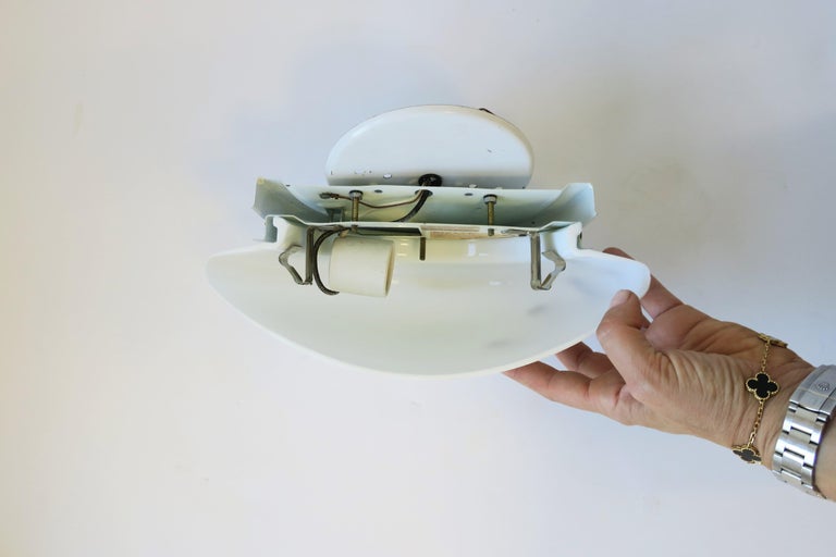 Italian Art Deco White Glass Wall Sconce by Rialto For Sale at 1stDibs